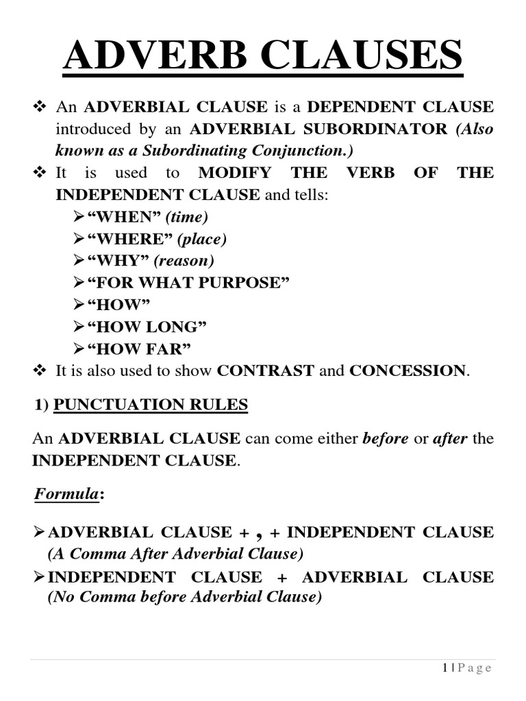 Adverb Clauses | PDF | Adverb | Clause