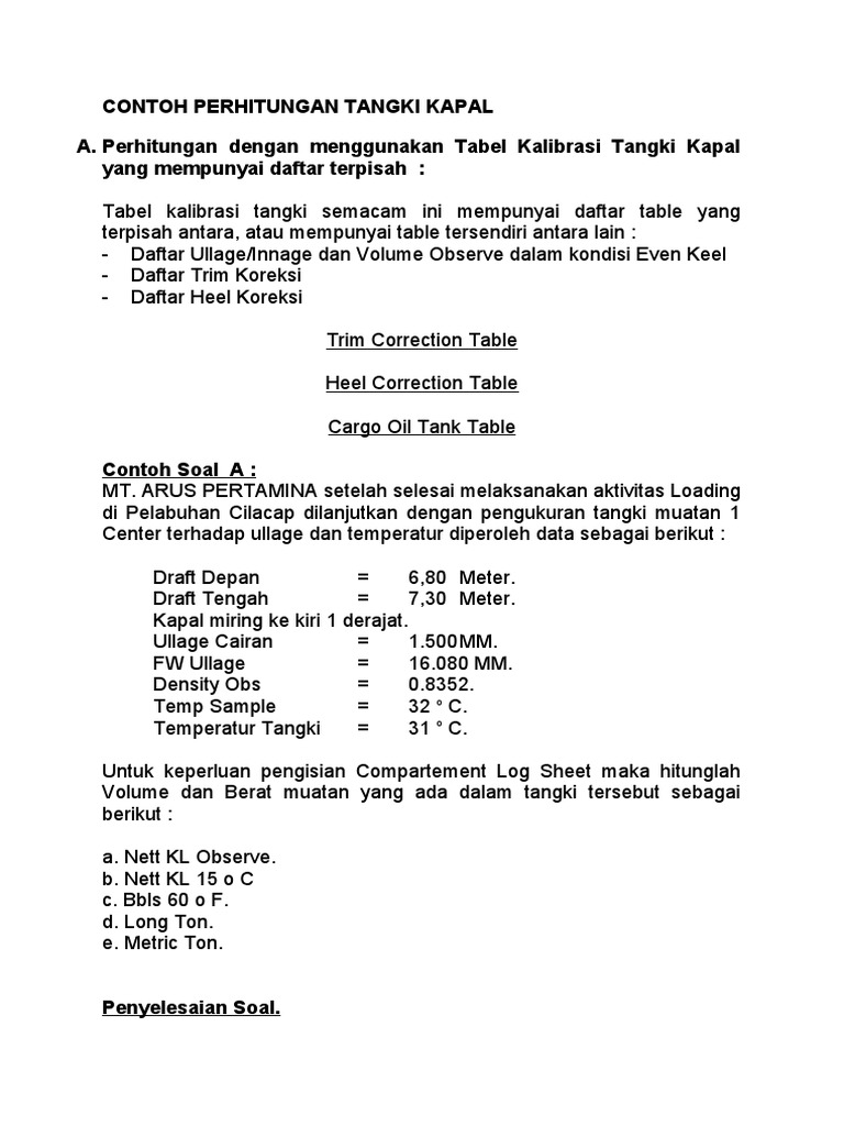 Contoh Perhitungan Cargo Kapal | PDF