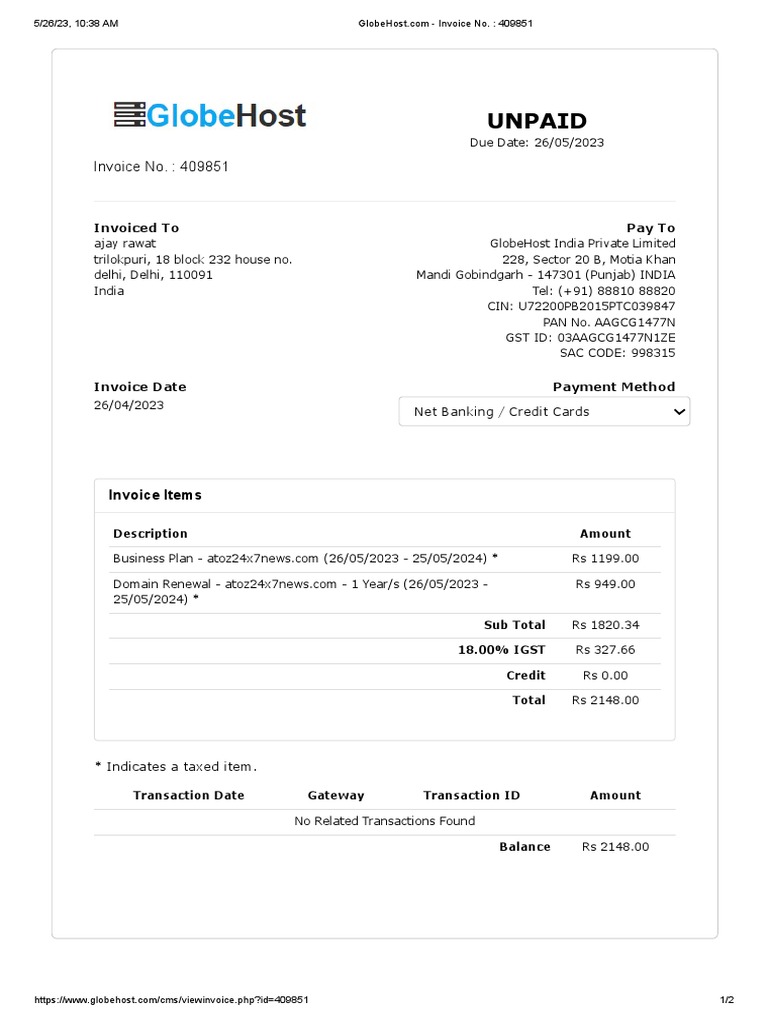 Invoice No. - 409851 | PDF | Invoice | Personal Finance