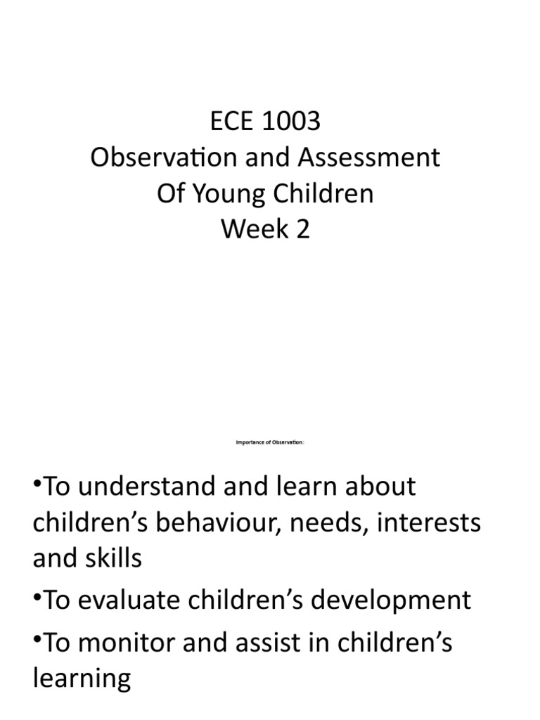 ECE 1003 Week 2 | PDF | Educational Assessment | Observation