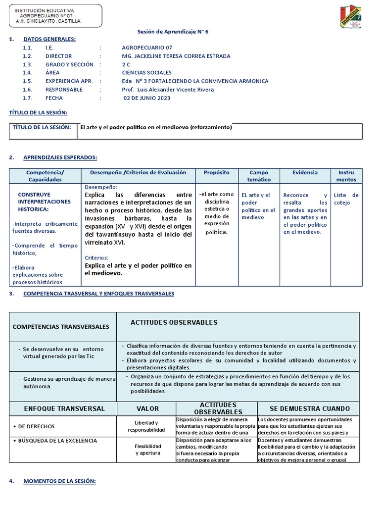 Sesion CC - Ss 2 de Junio | PDF | Evaluación | Maestros
