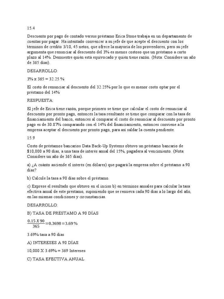 Ejercicios - Principios de Admi | PDF | Interés | Crédito