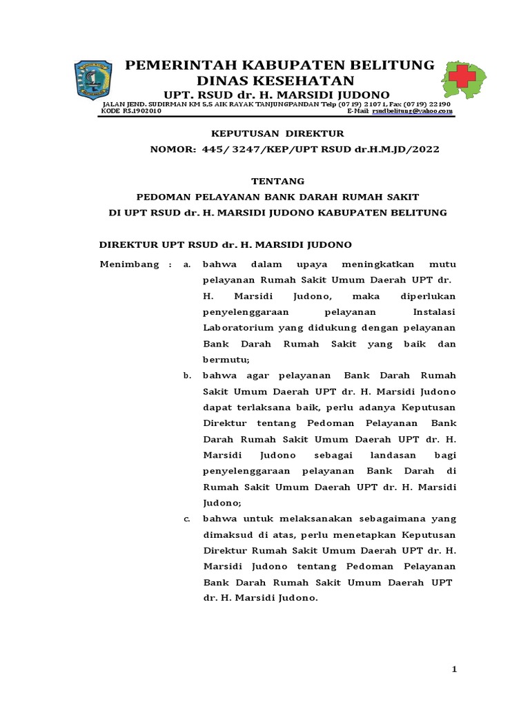 SK Pedoman Pelayanan BDRS | PDF