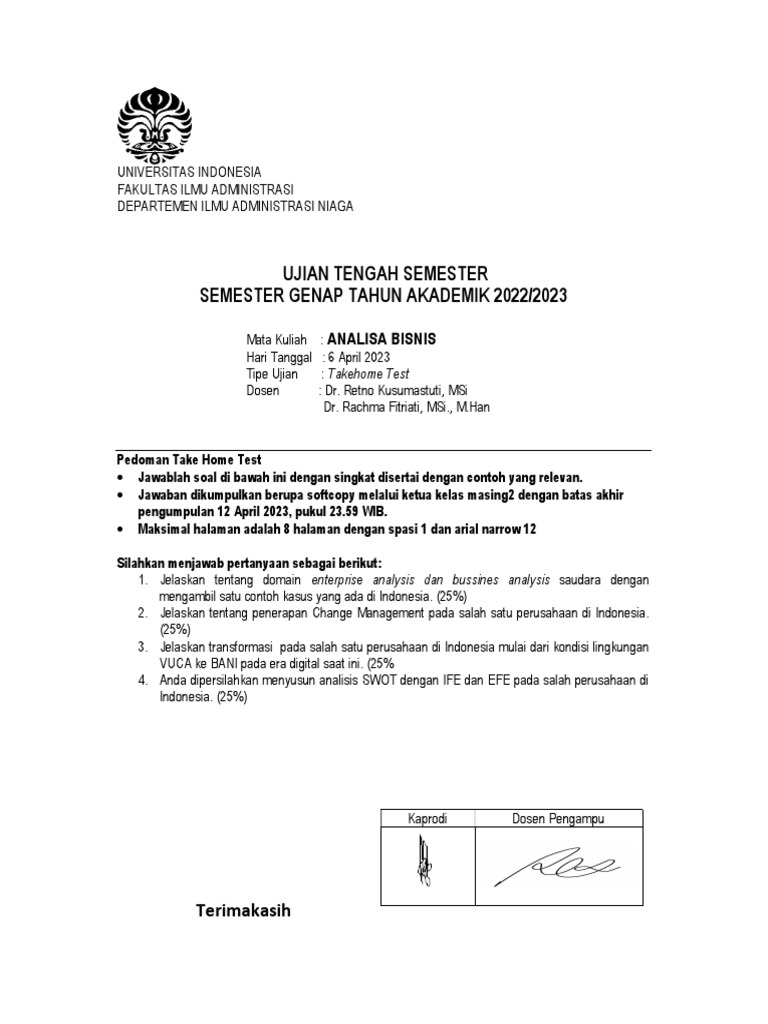 UTS MK Analisis Bisnis 2023 | PDF