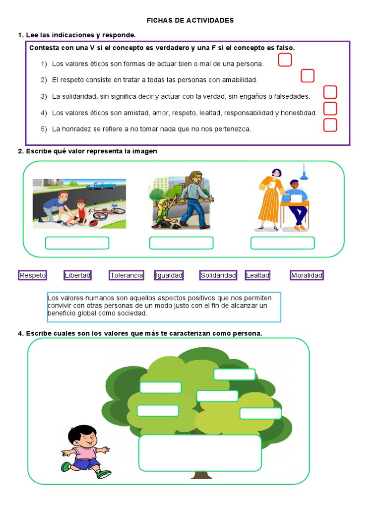 Hojas De Trabajo De Valores 🎨📚 ¡Hojas De Trabajo Para Enseñar