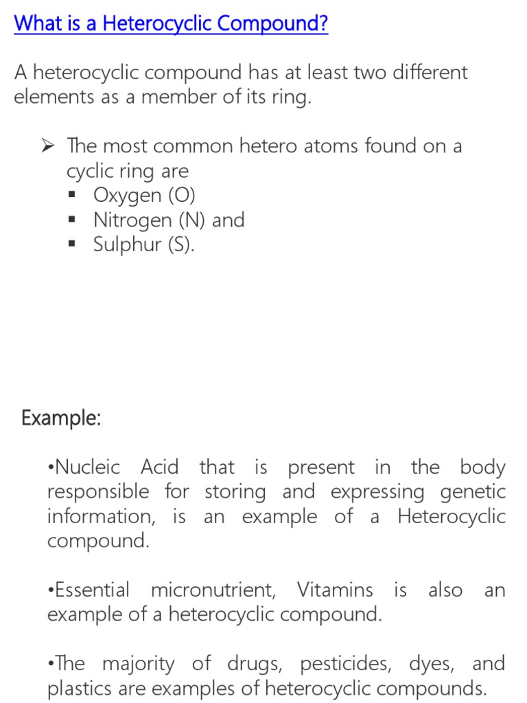 Understanding Heterocyclic Compounds | PDF | Heterocyclic Compound ...