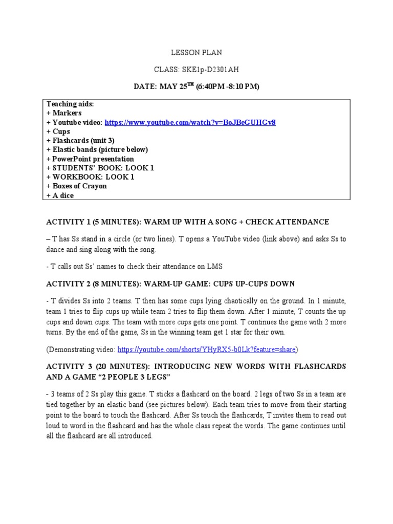 Lesson Plan (May 25th) | PDF
