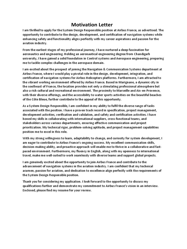 Motivation Letter | PDF | Business | Cognition