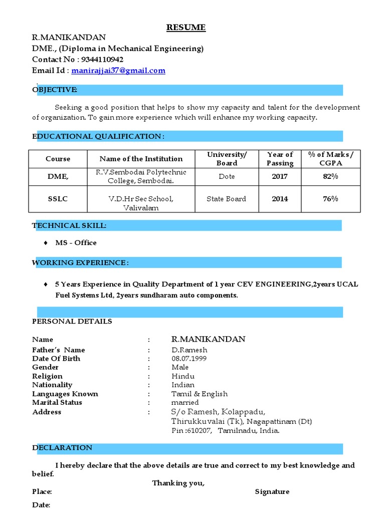 Manikandan Resume | PDF