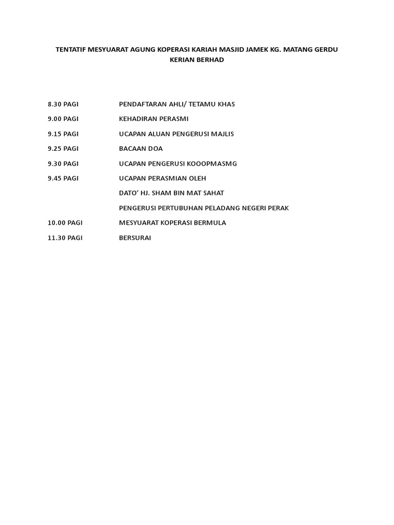 TENTATIF | PDF