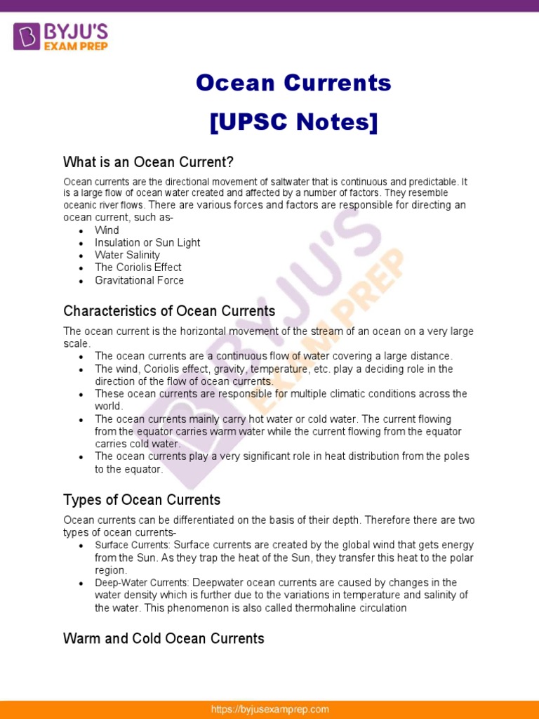 Ocean Currents Upsc Notes 891660981974723 | PDF | Oceans | Wound