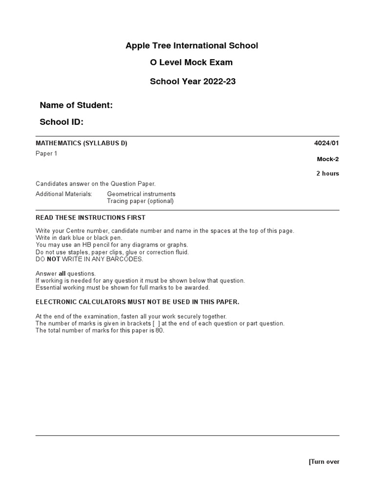 4024 Mock-2 Paper-1 2022-23 | PDF