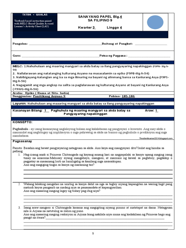 LAS_Q3_Filipino9_W4 | PDF