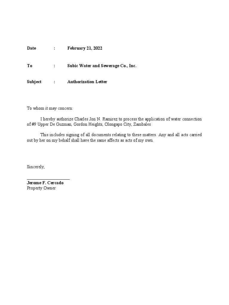 Authorization Letter Sample | PDF