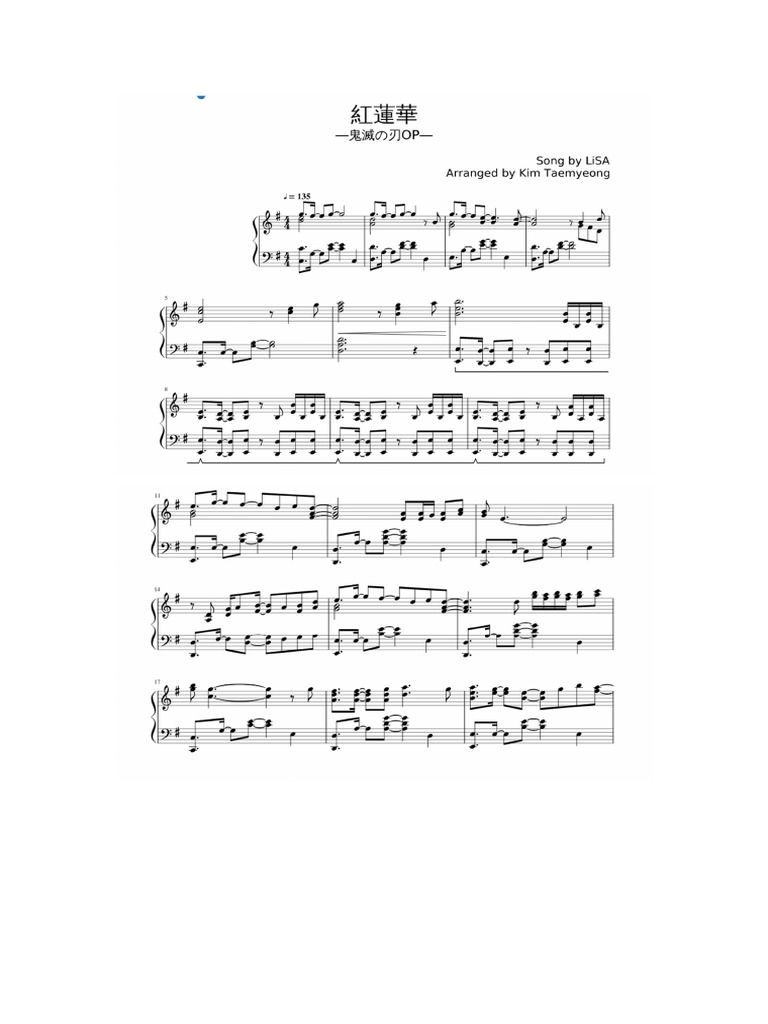 紅蓮華 musescore | PDF