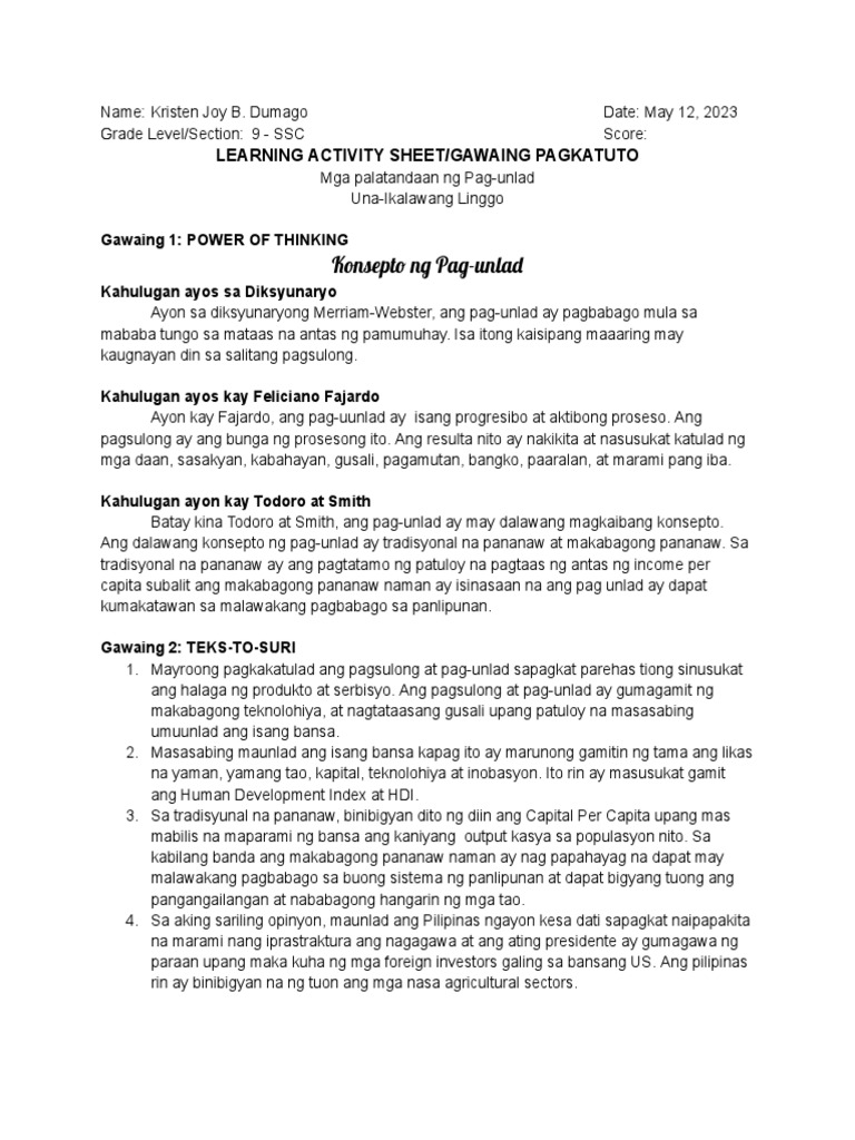 Konsepto NG Pag-Unlad | PDF Konsepto NG Pag-Unlad | PDF