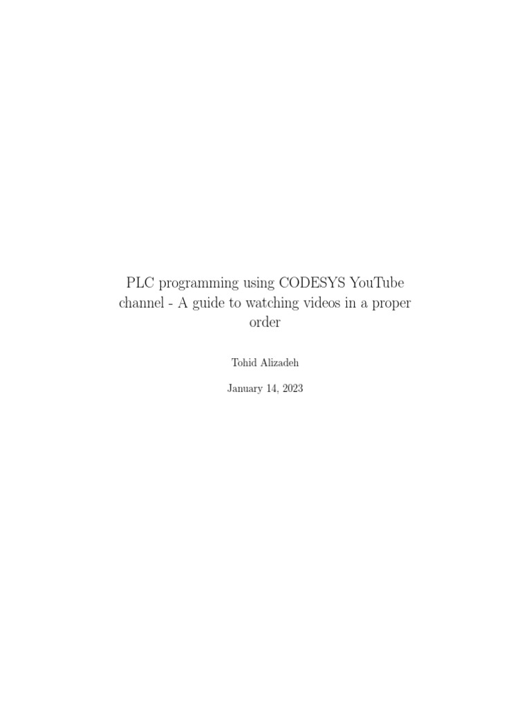 PLC Programming Using CODESYS YouTube Channel | PDF