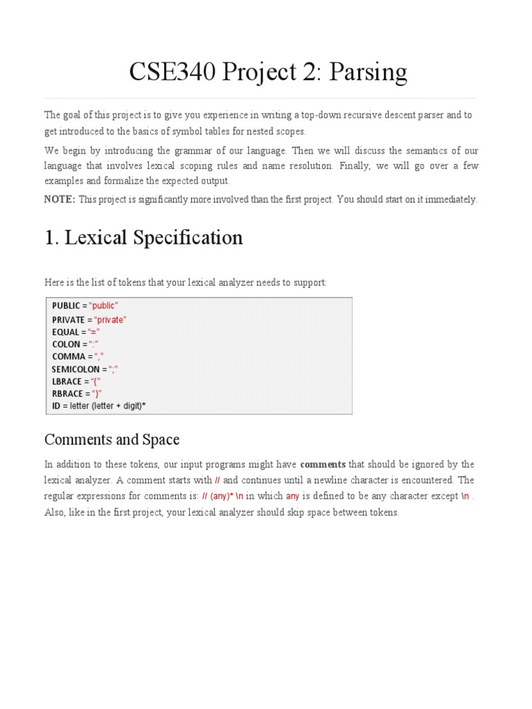 CSE340 Project2 | Download Free PDF | Parsing | Scope (Computer Science)
