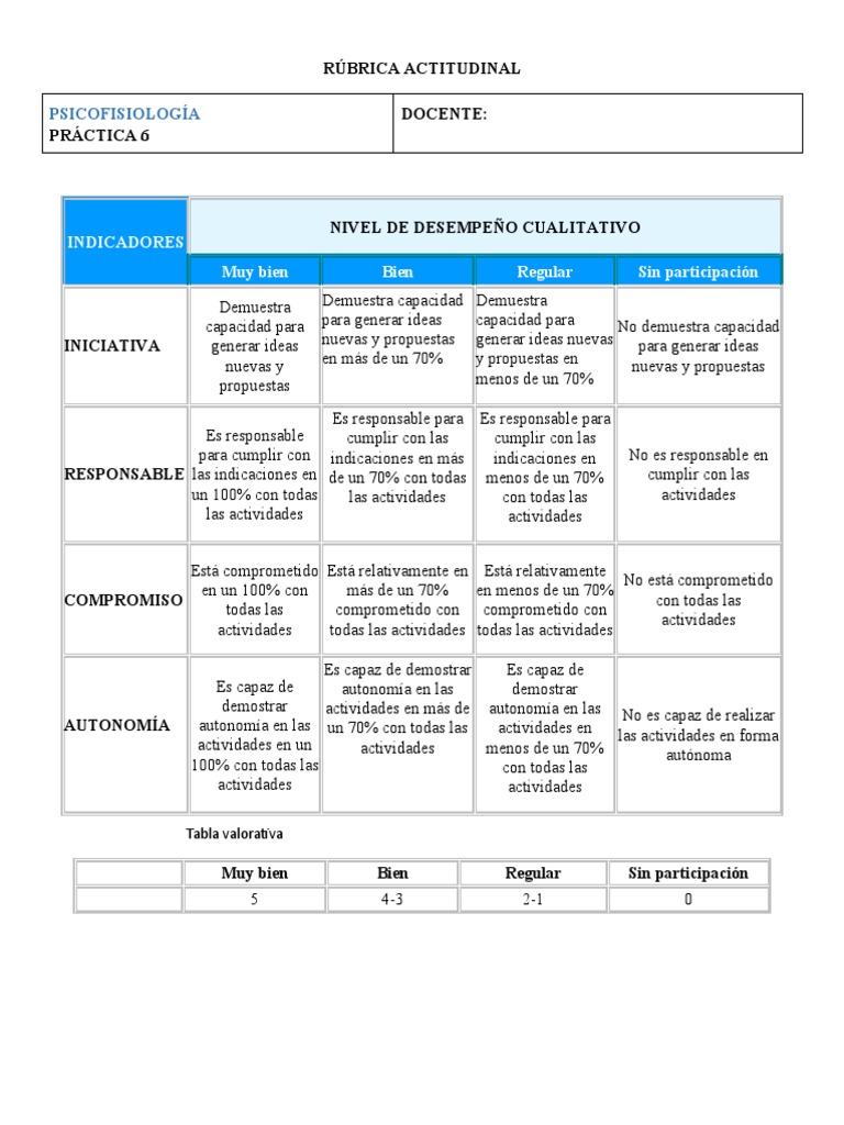 Rubrica Actitudinal | PDF