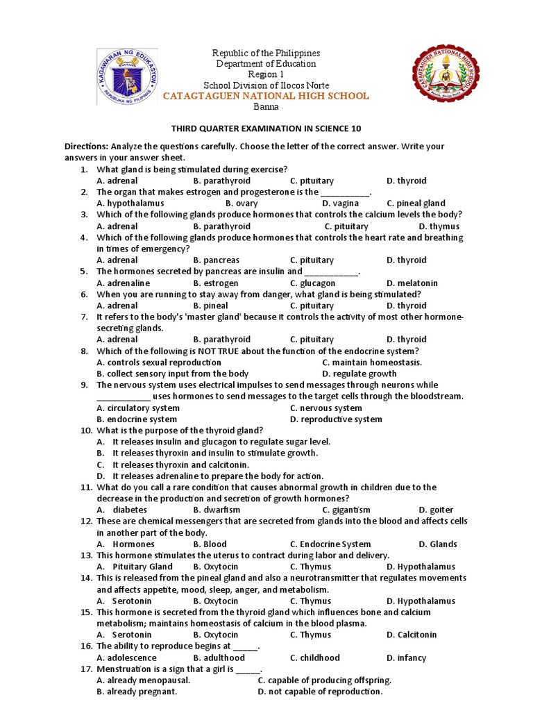 Science 10 Third Quarter Exam Guide | PDF | Menstrual Cycle | Human Body