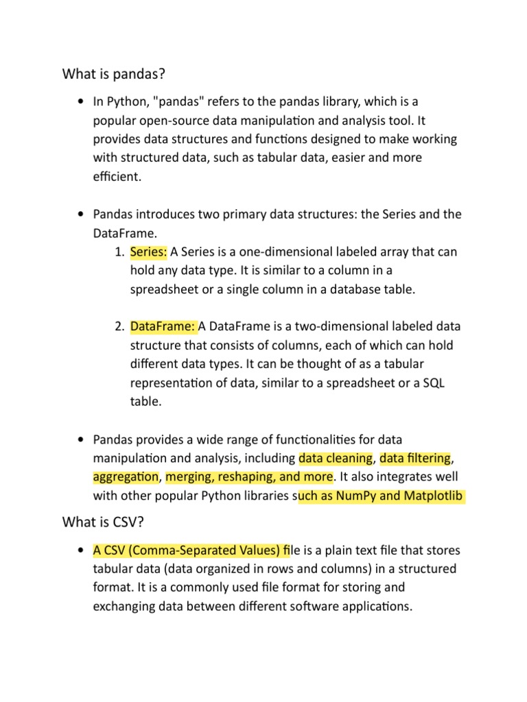 Pandas Pdf Comma Separated Values Software Development