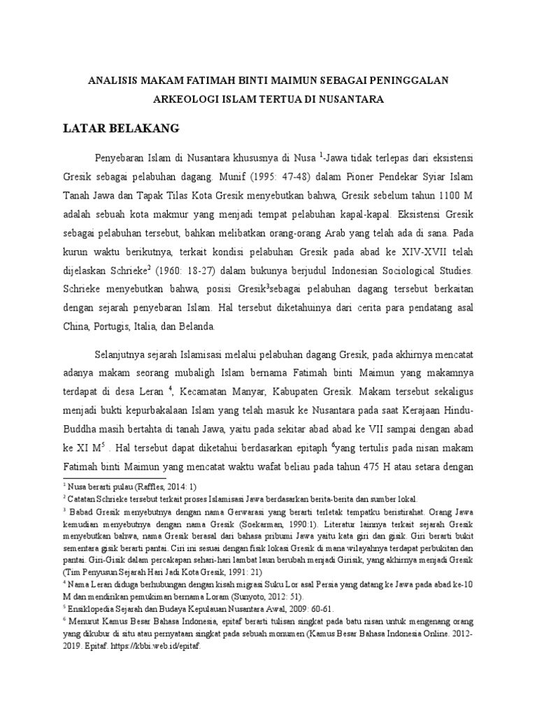 Makam Fatimah Binti Maimun di Gresik | PDF | Sejarah
