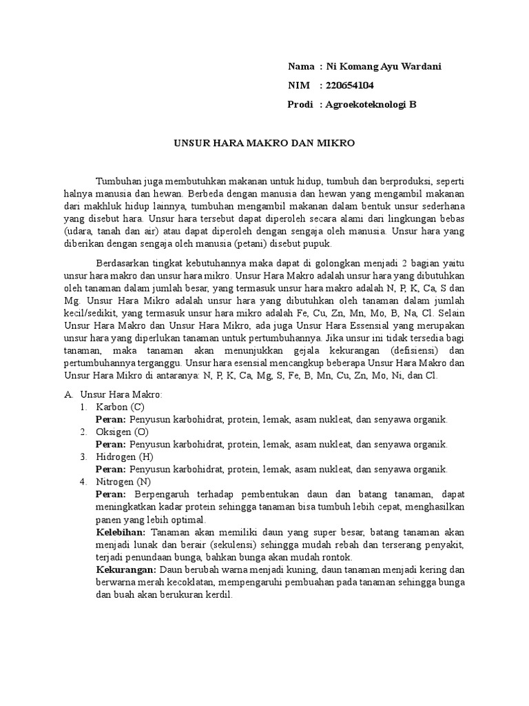 Unsur Hara Makro Dan Mikro | PDF