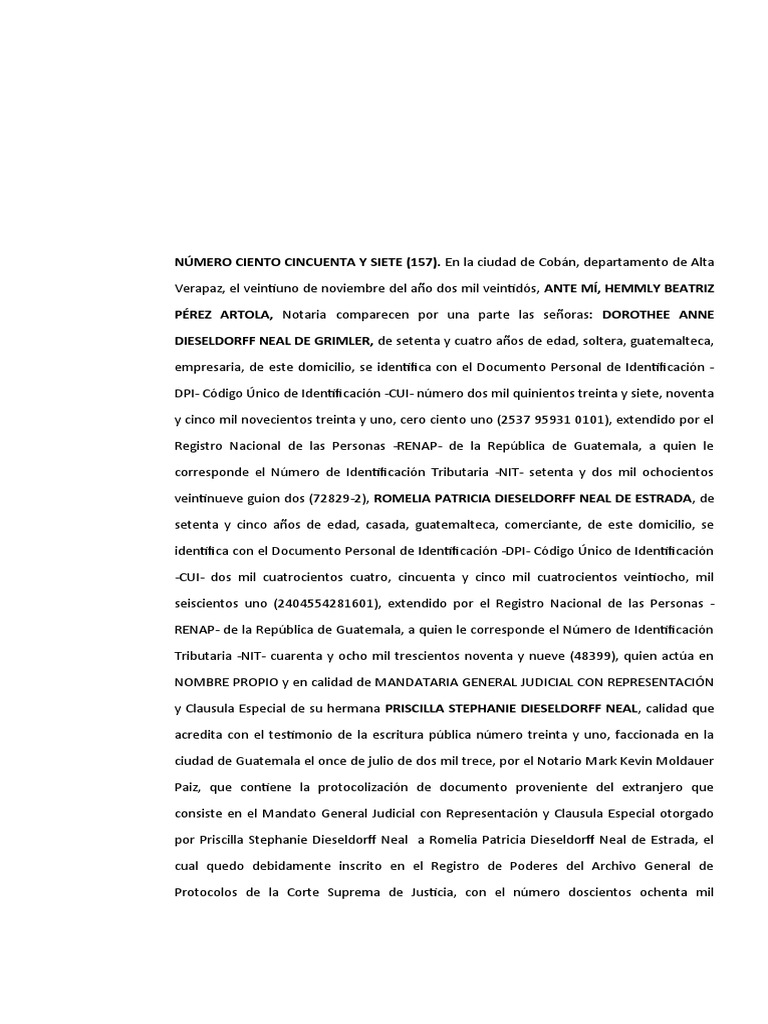 Esc. 157 Compra-Venta Hermanas Dieseldorff y Victor Samuel Pop Caal ...