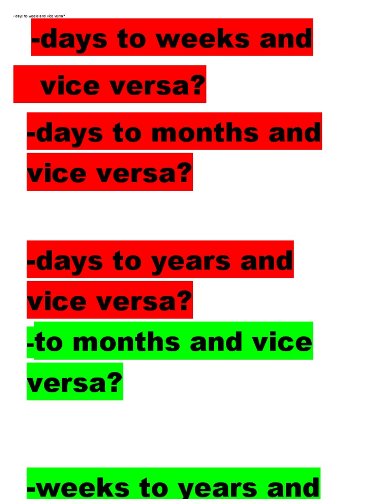 Days to Weeks Conversion Guide | PDF