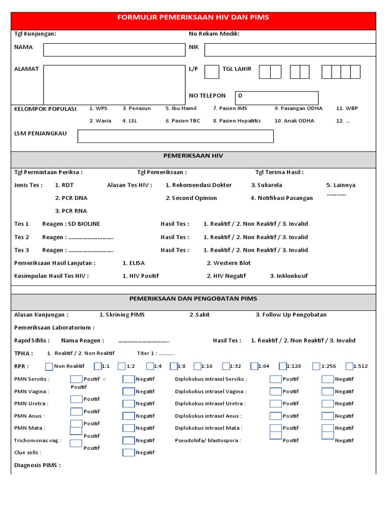 1. Formulir_Pemeriksaan HIV dan PIMS 2102020(Final)_ | PDF