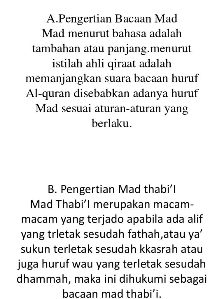 Pengertian dan Contoh Mad Thabi'i | PDF