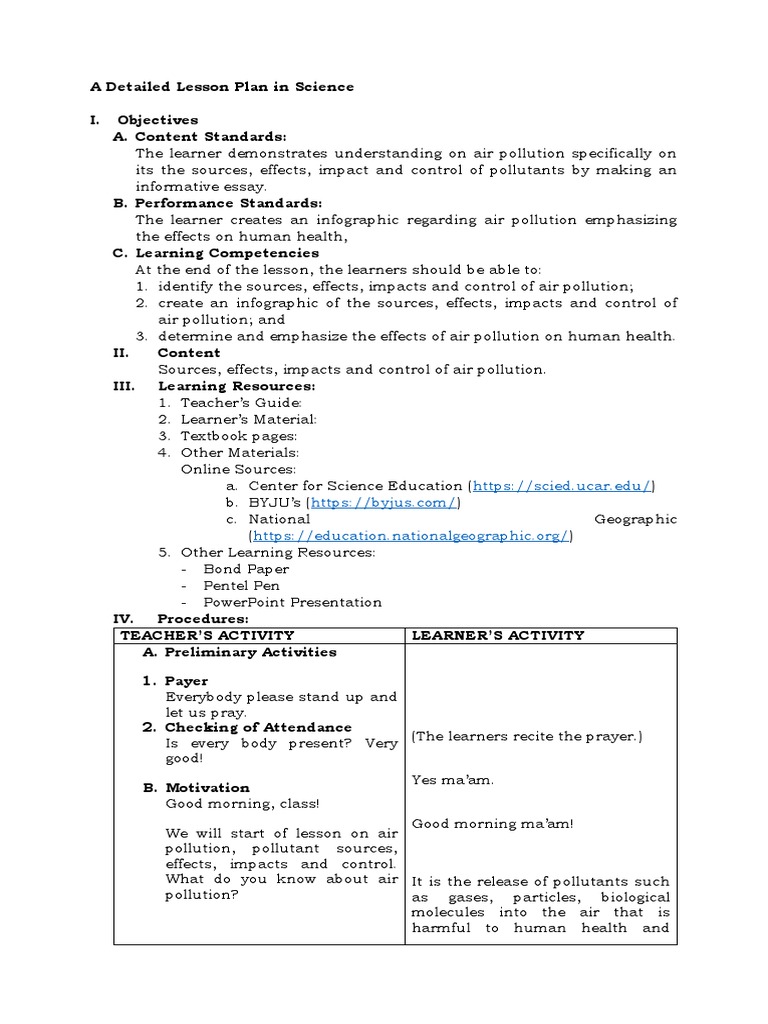Air Pollution Lesson Plan | PDF | Atmosphere Of Earth | Pollution