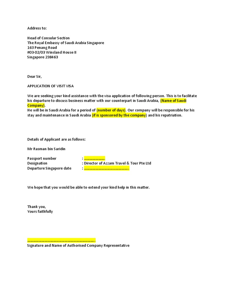 Letter (Embassy Saudia in SG) | PDF