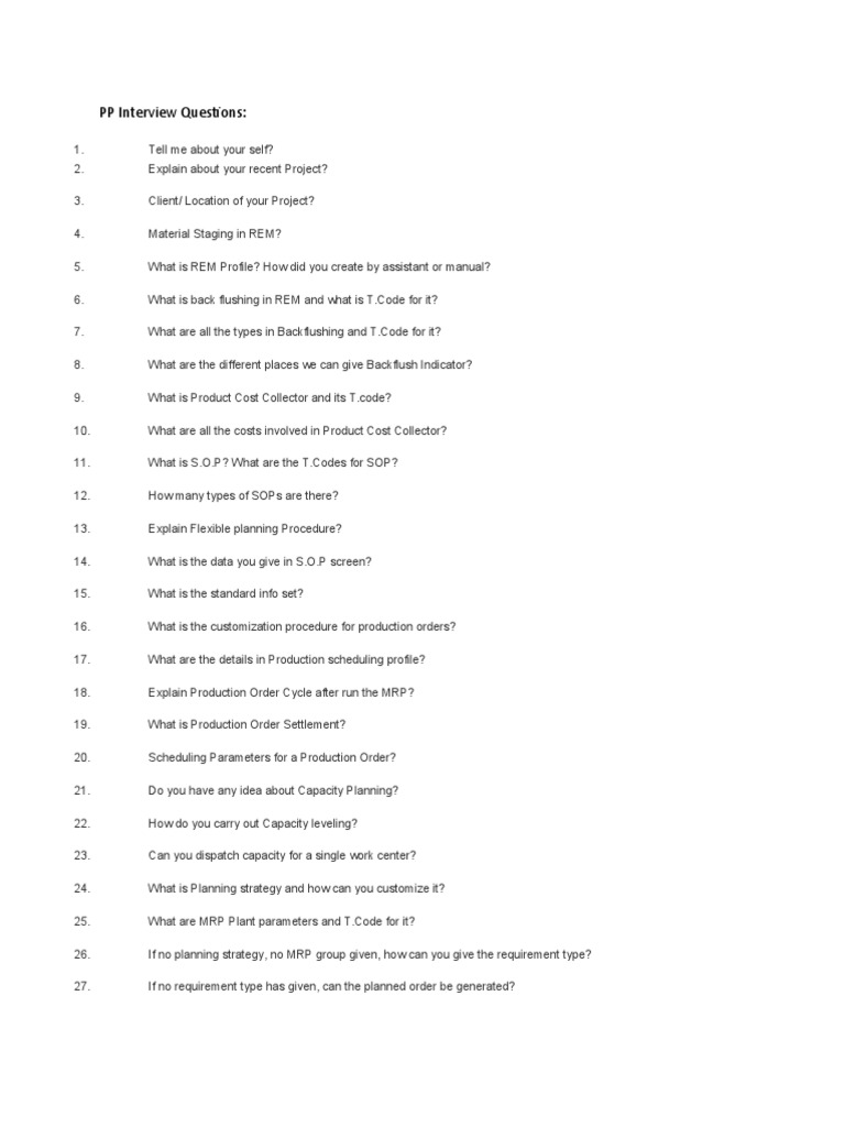 Pp Interview Questions Pdf Business Computing