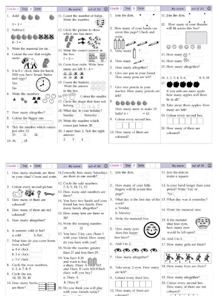 Mental Math Test Grade 1b | PDF
