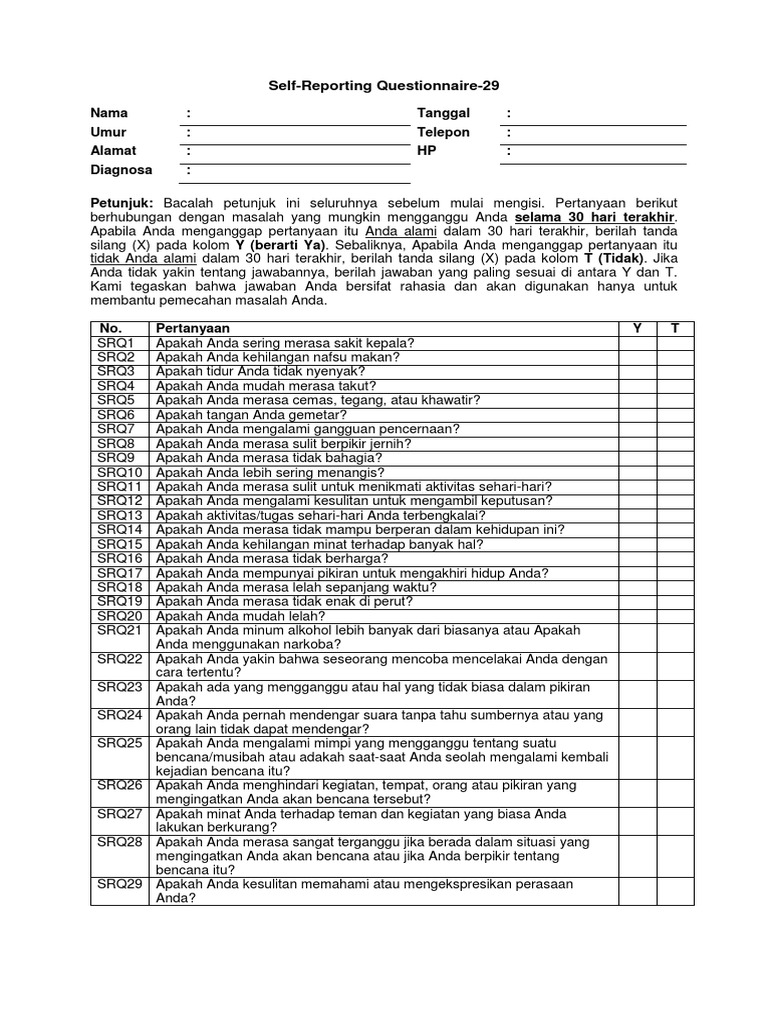 Kuesioner Kesehatan Mental | PDF | Pengembangan Diri