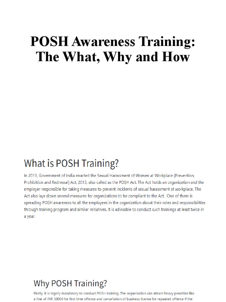 POSH Awareness Training | PDF | Career & Growth