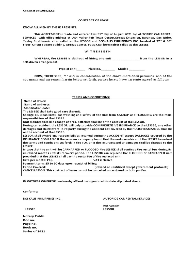 Contract of Lease Ab | PDF