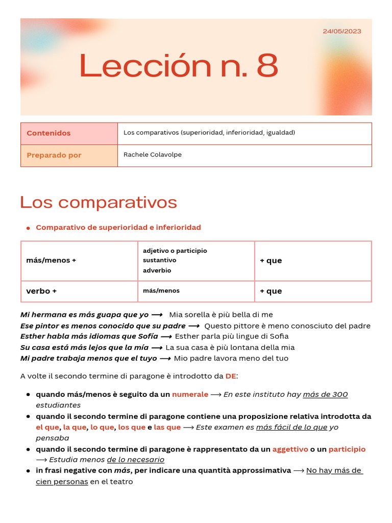 Los Comparativos | PDF | Morfología Lingüística | Gramática