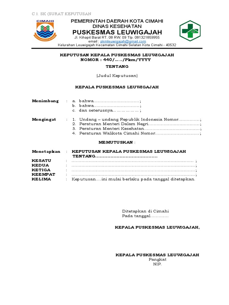 C.2. Contoh SK Puskesmas | PDF