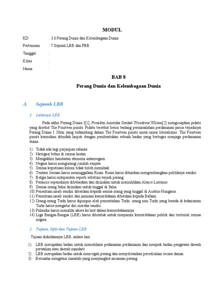 MODUL 7 Sejarah LBB Dan PBB | PDF