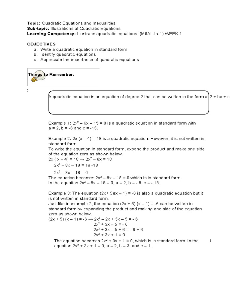 Understanding Quadratic Equations | PDF | Quadratic Equation | Equations