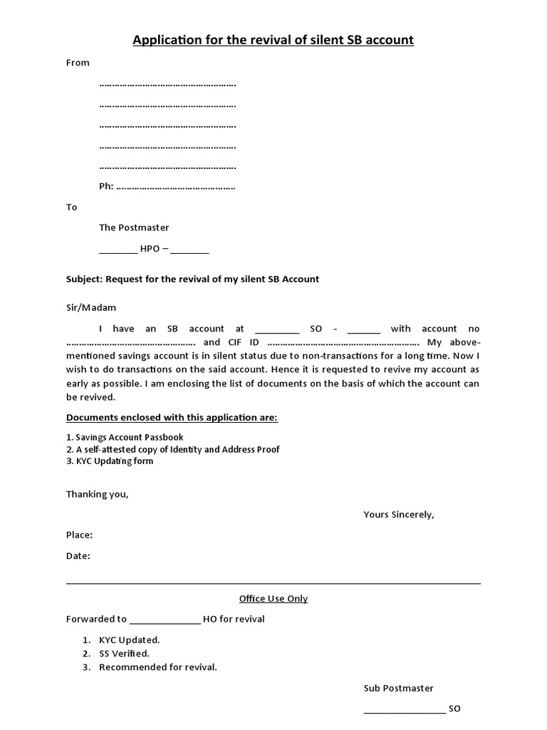 SB Account Revival | PDF