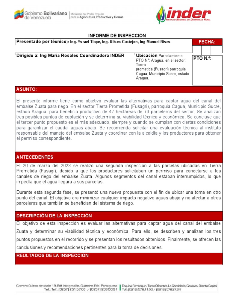 Formato de Informes de Inspección | PDF