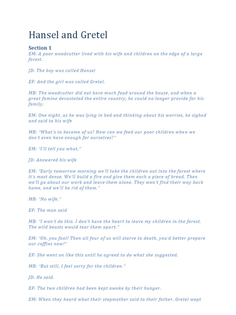 Hansel and Gretel | PDF | Hansel And Gretel | Foods