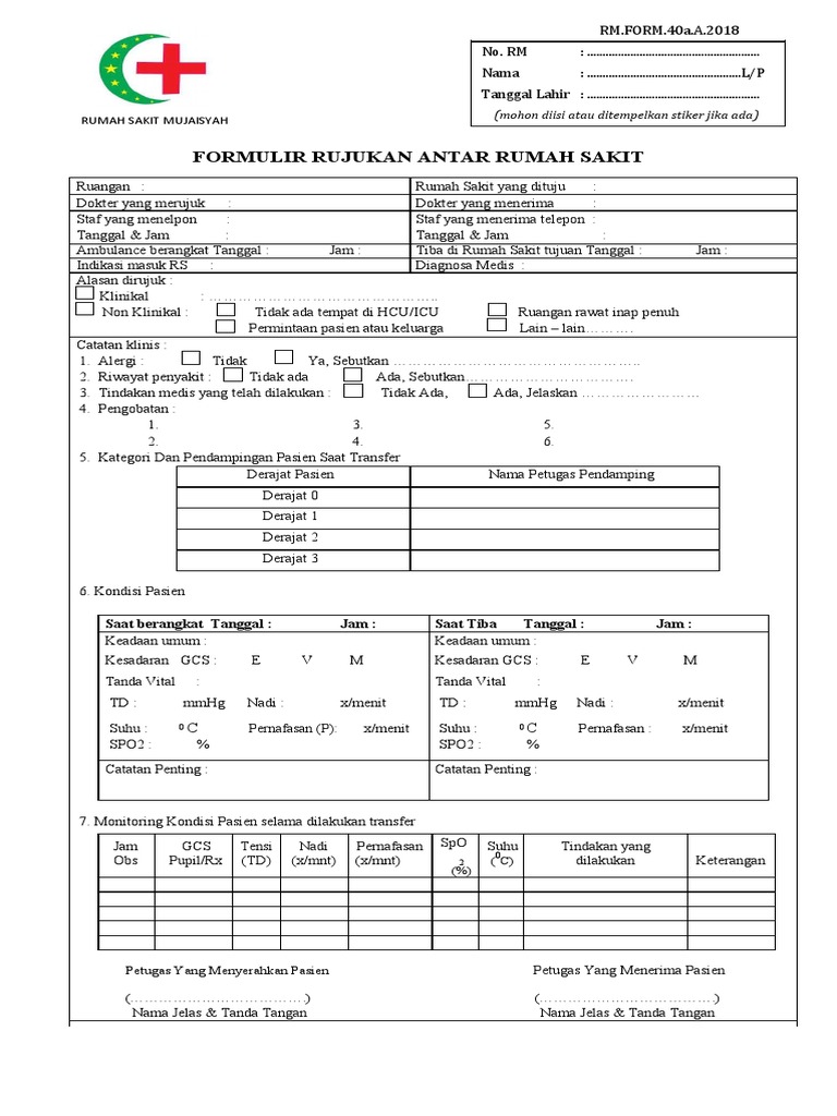 FORM Transfer Pasien Antar RS | PDF