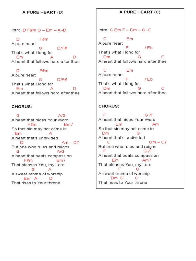 A Pure Heart Worship Lyrics & Chords | PDF