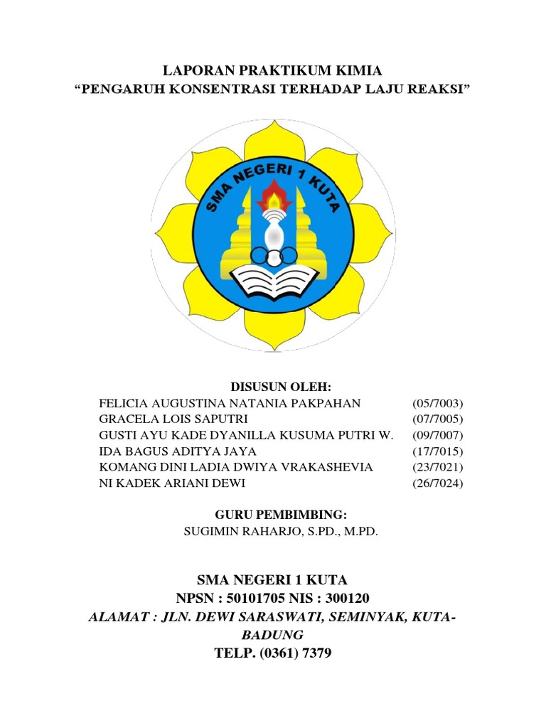 Laporan Praktikum Kimia Pengaruh Konsentrasi Terhadap Laju Reaksi Pdf