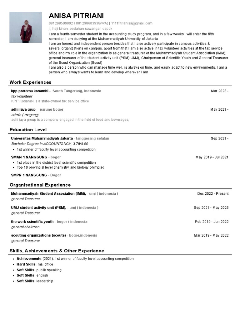 Anisa Pitriani-Resume | PDF