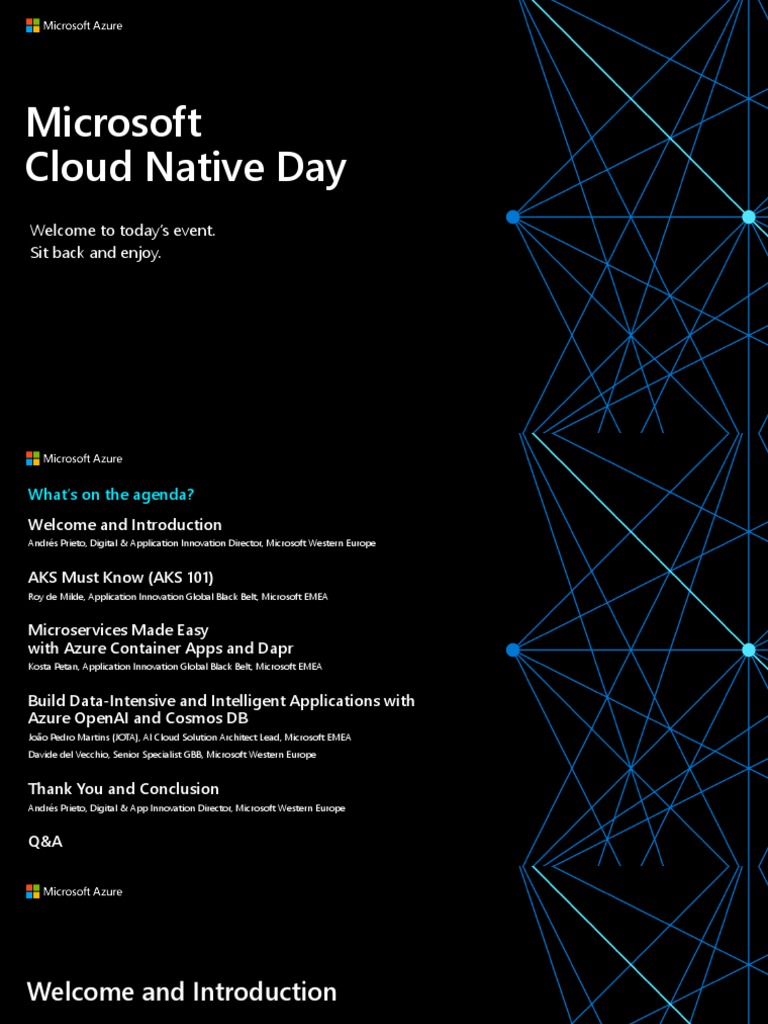 Microsoft Cloud Native Day: Welcome To Today's Event. Sit Back and Enjoy | PDF | Cloud Computing ...